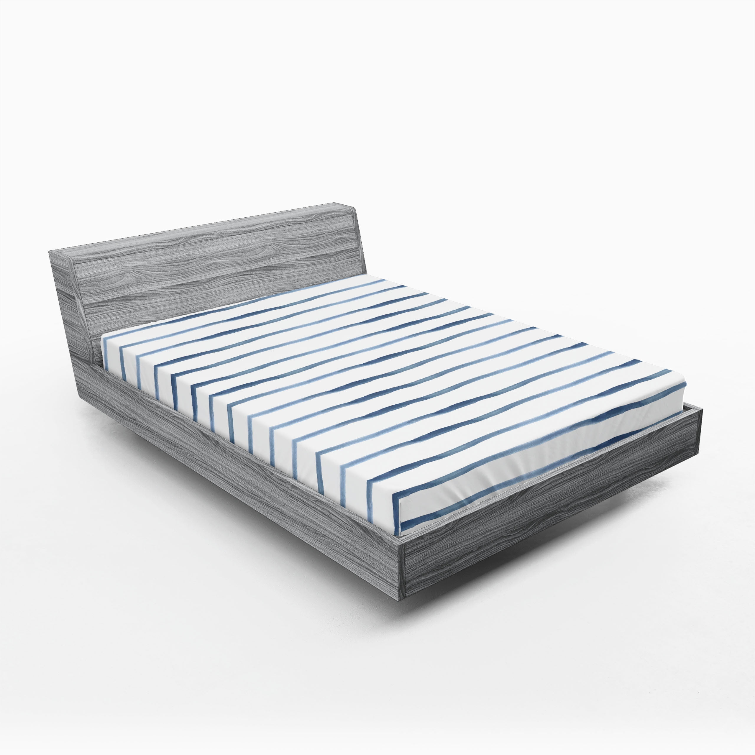 Harbour Stripe Fitted Sheet, Abstract Brushstroke Nautical Ocean ...
