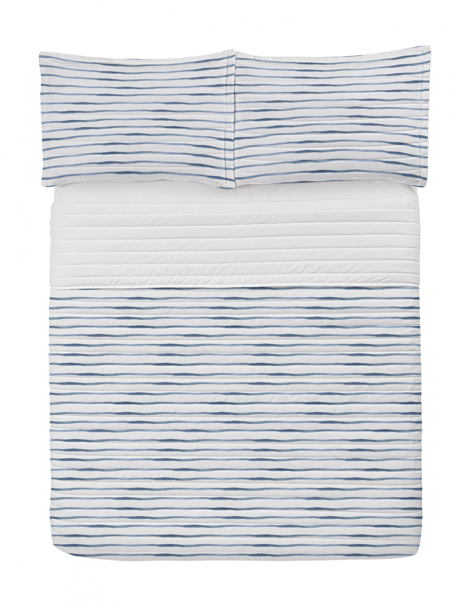 Harbour Stripe Microfiber Bedspread Set, Abstract Brushstroke Nautical ...