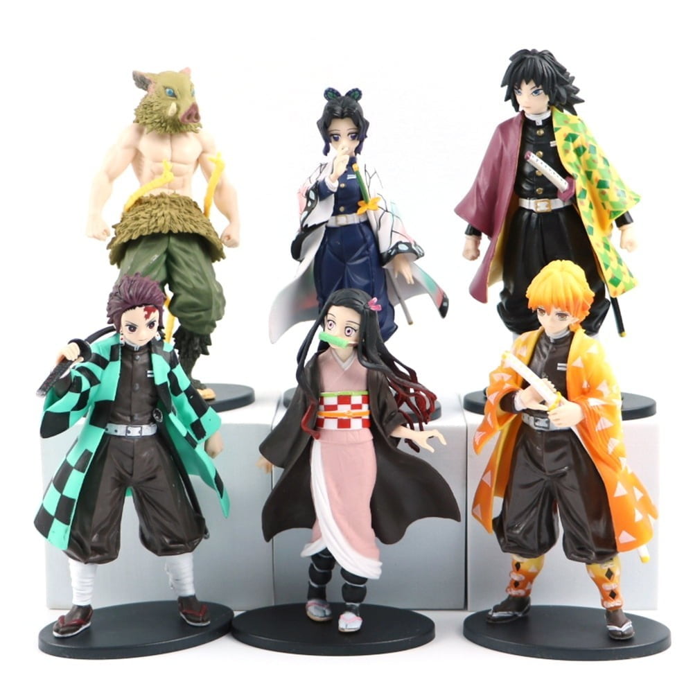 Harbrot Demon Slayer Figures Sets, 6 Pcs Demon Slayer Anime Pvc Action ...