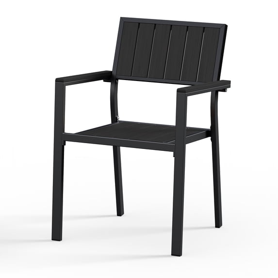 Harbweb Stackable Outdoor Patio Dining Chairs, Black - Walmart.com