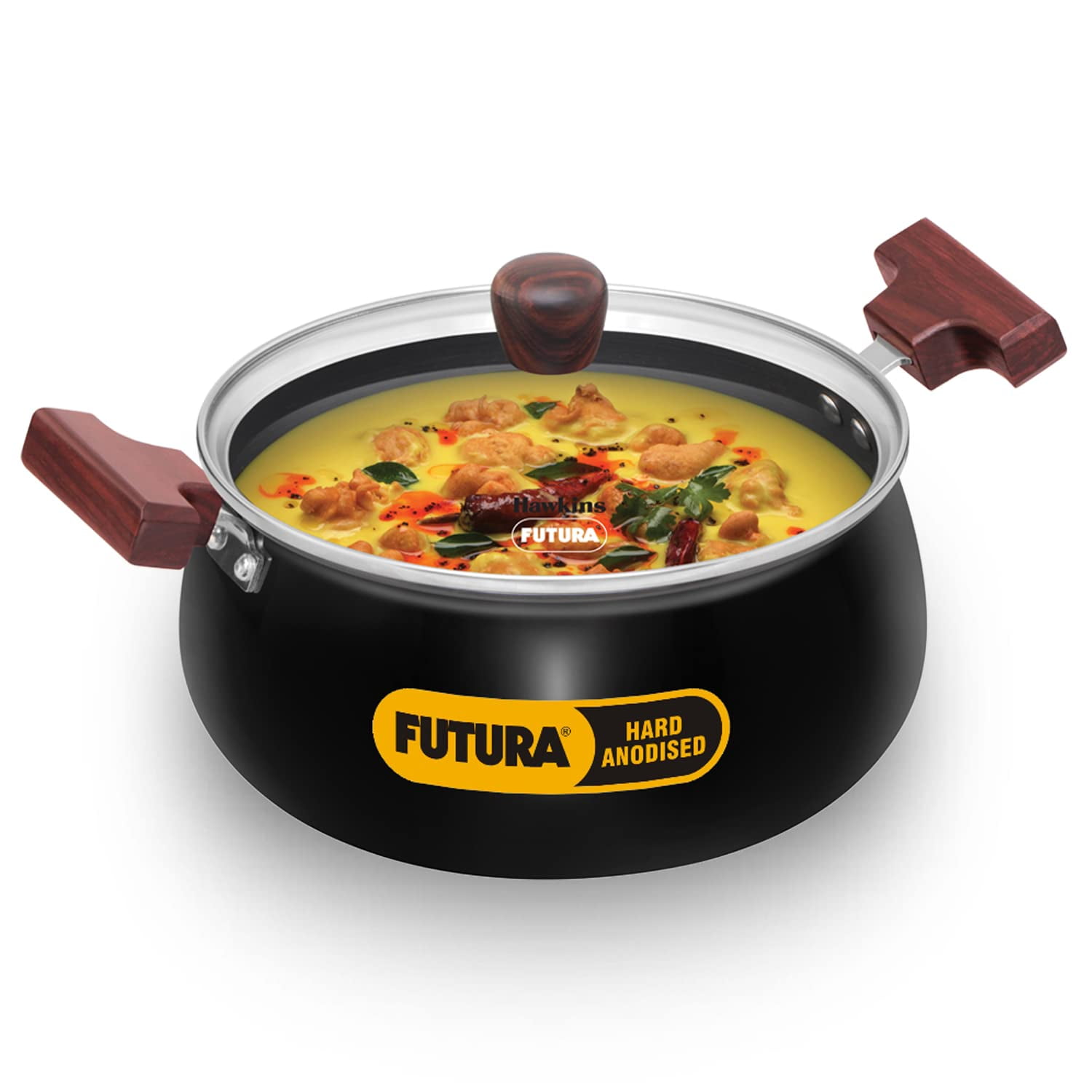 Hard Anodised 3 Litre Cook N Serve Handi, Biryani Handi With Glass Lid ...