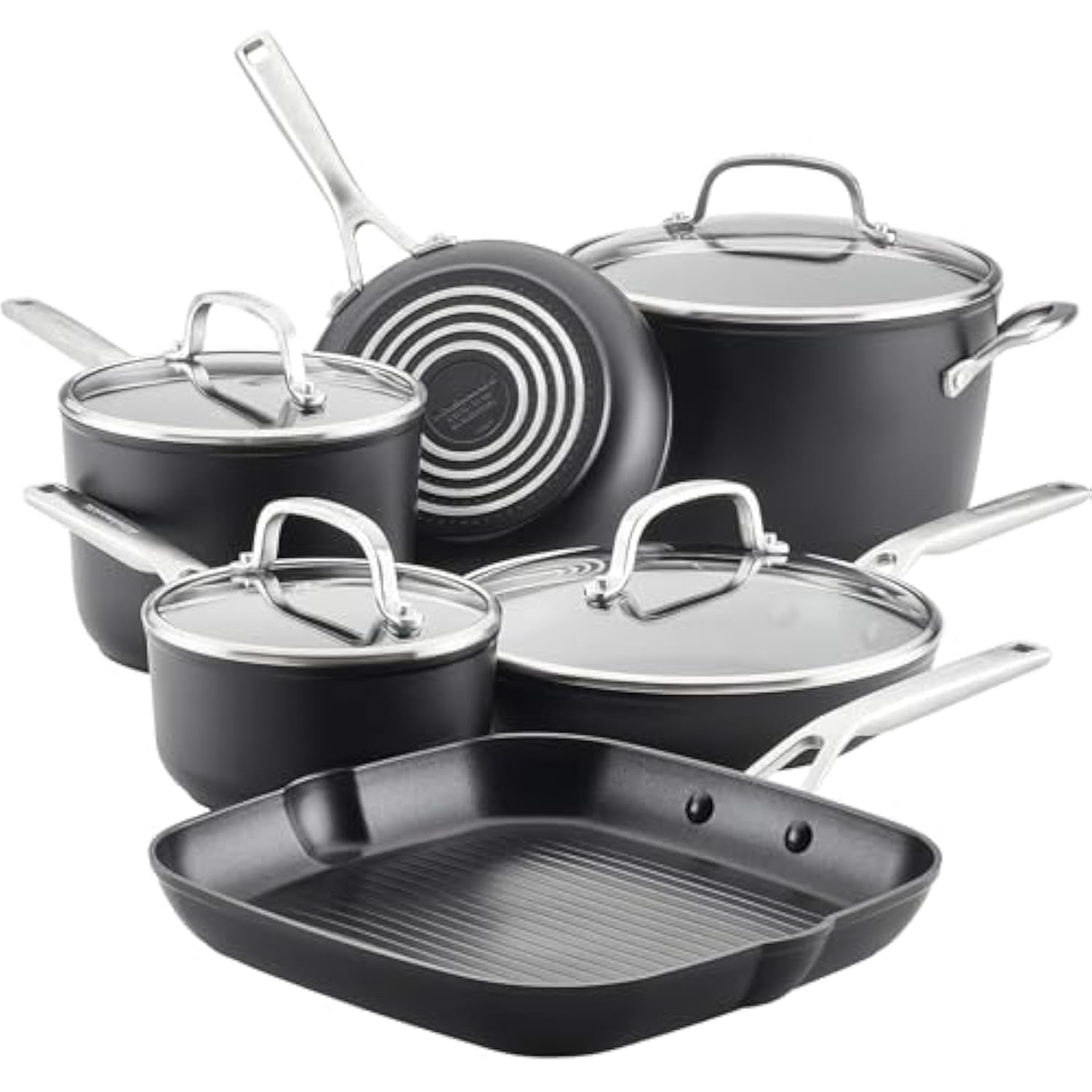 Hard Anodized Induction Nonstick Cookware Pots and Pans Set, 10 Piece ...