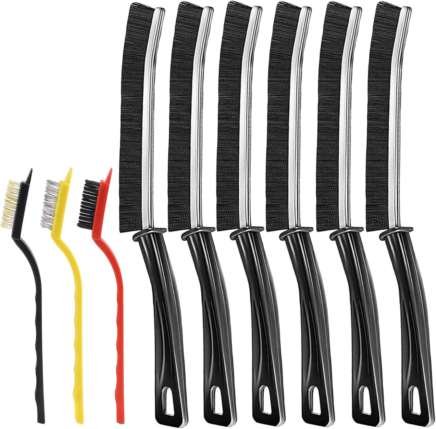 Hard Bristle Crevice Brush Set 9 Pcs, Deep Clean Tools for Stubborn ...