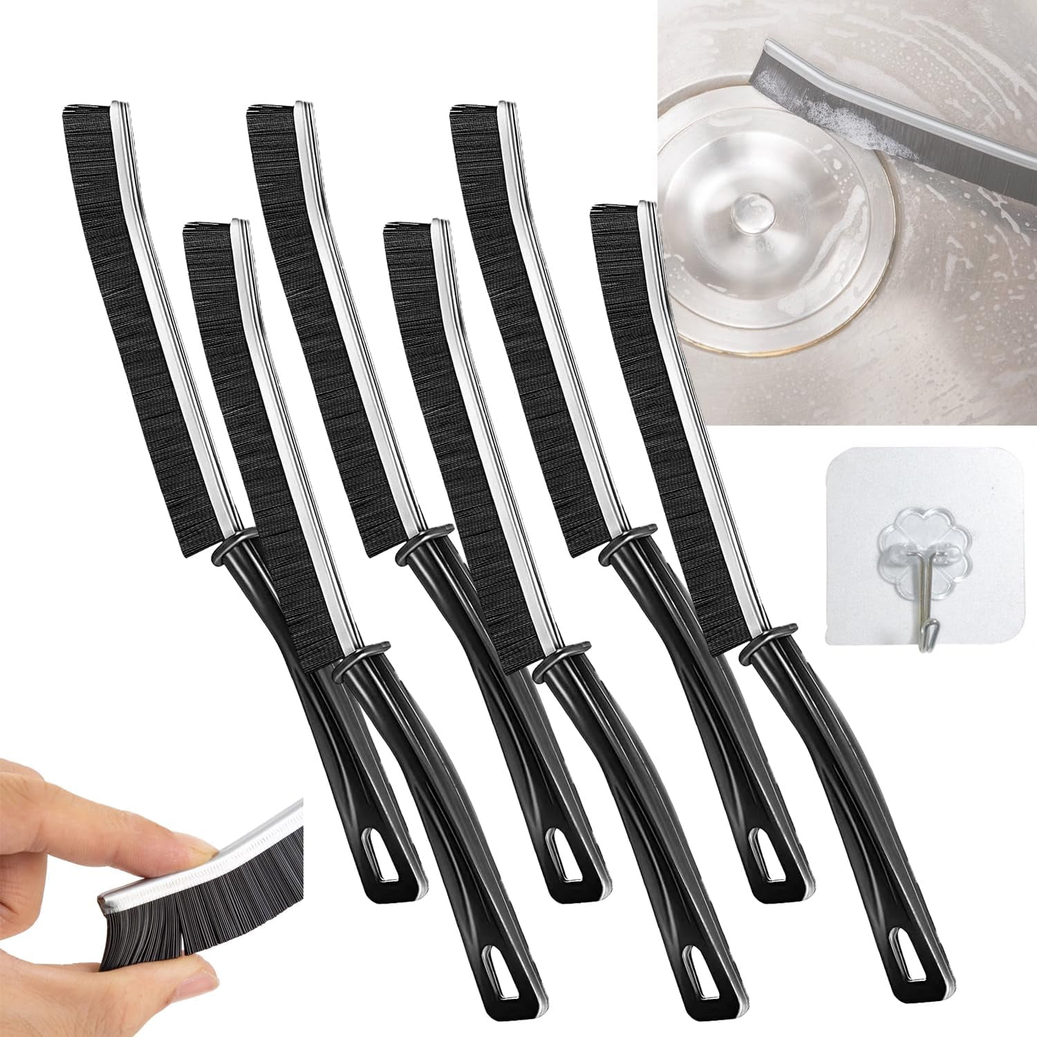 Hard-Bristled Crevice Cleaning Brush, Grout Cleaner Scrub Brush Deep ...