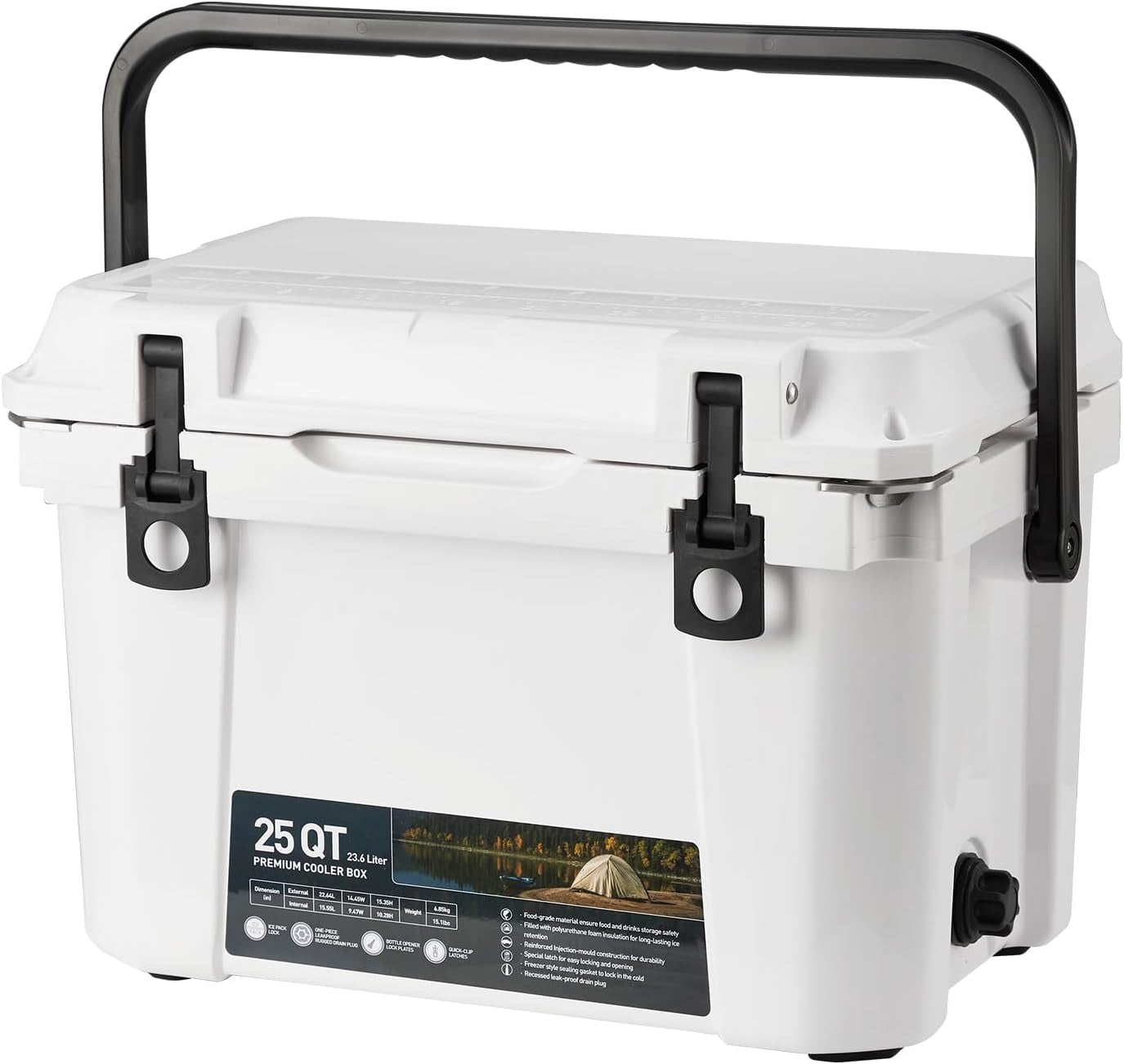 Hard Camping Cooler, Portable Insulated Ice Chest Cooler Box with Heavy ...