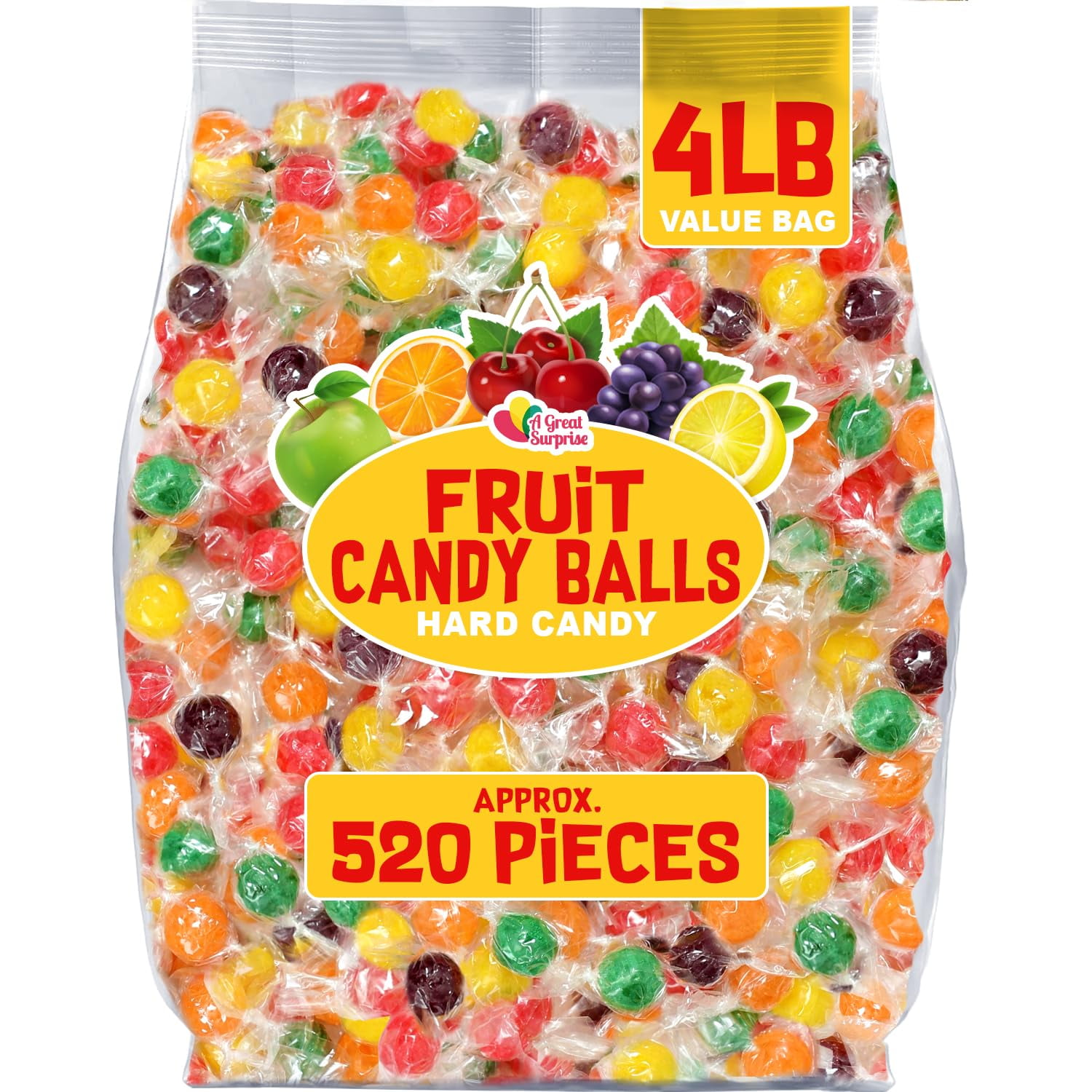 Hard Candy Fruit Balls DMF15 - 4 Pounds - Fruity Classic Hard Candies ...