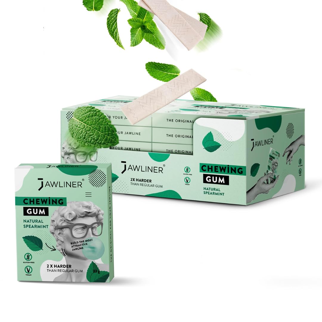 Hard Chewing Gum, Jawline Gum - Sugar Free Mint Gum - Jaw Exerciser ...