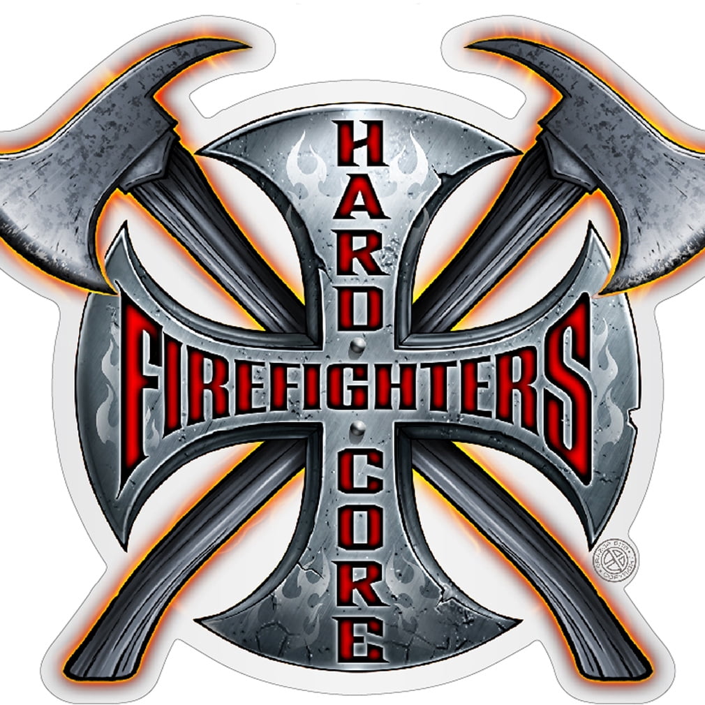 Hard Core Firefighter White vinyl Reflective Decal 12In - Walmart.com