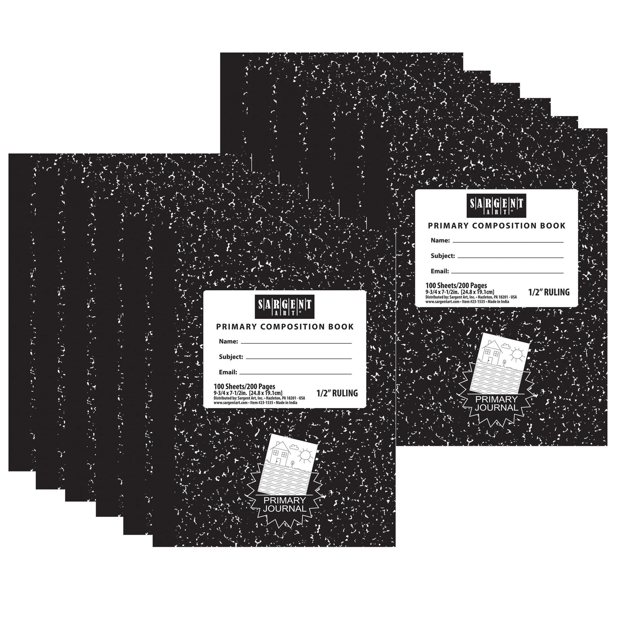 Hard Cover Composition Book, Primary Ruled, 7.5" x 9.75", 100 sheets ...