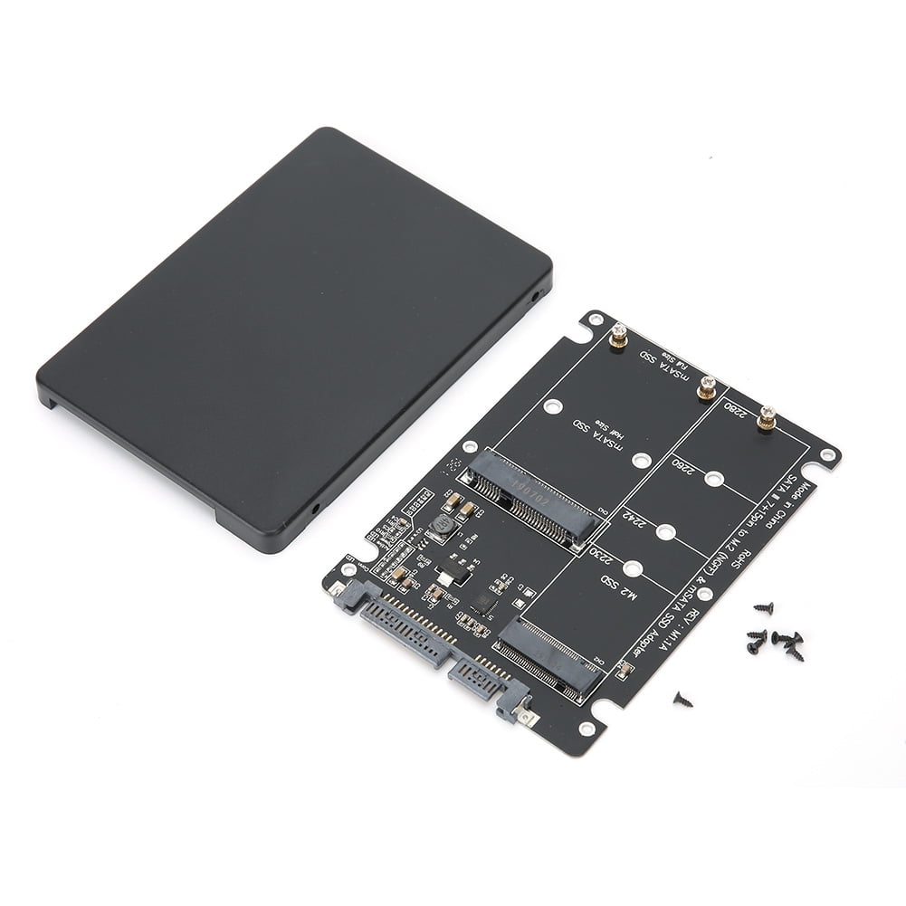 Hard Disk Box Black ABS SSD 2 in 1 M.2 B Key MSATA to SATA 3.0 Computer ...
