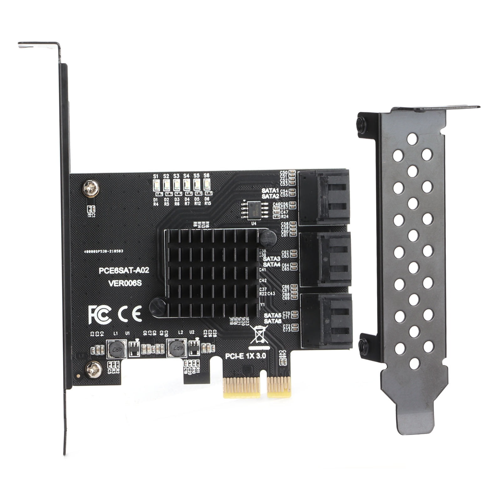 Hard Disk Expansion Card 6.0 Gbps Pci‑E To Sata 6G 6 Ports Convertor Interface Hub Adapter ...