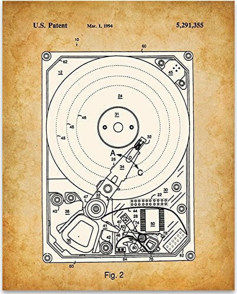Hard Drive Art Print - 11x14 Unframed Patent Print - Great Computer Lab ...