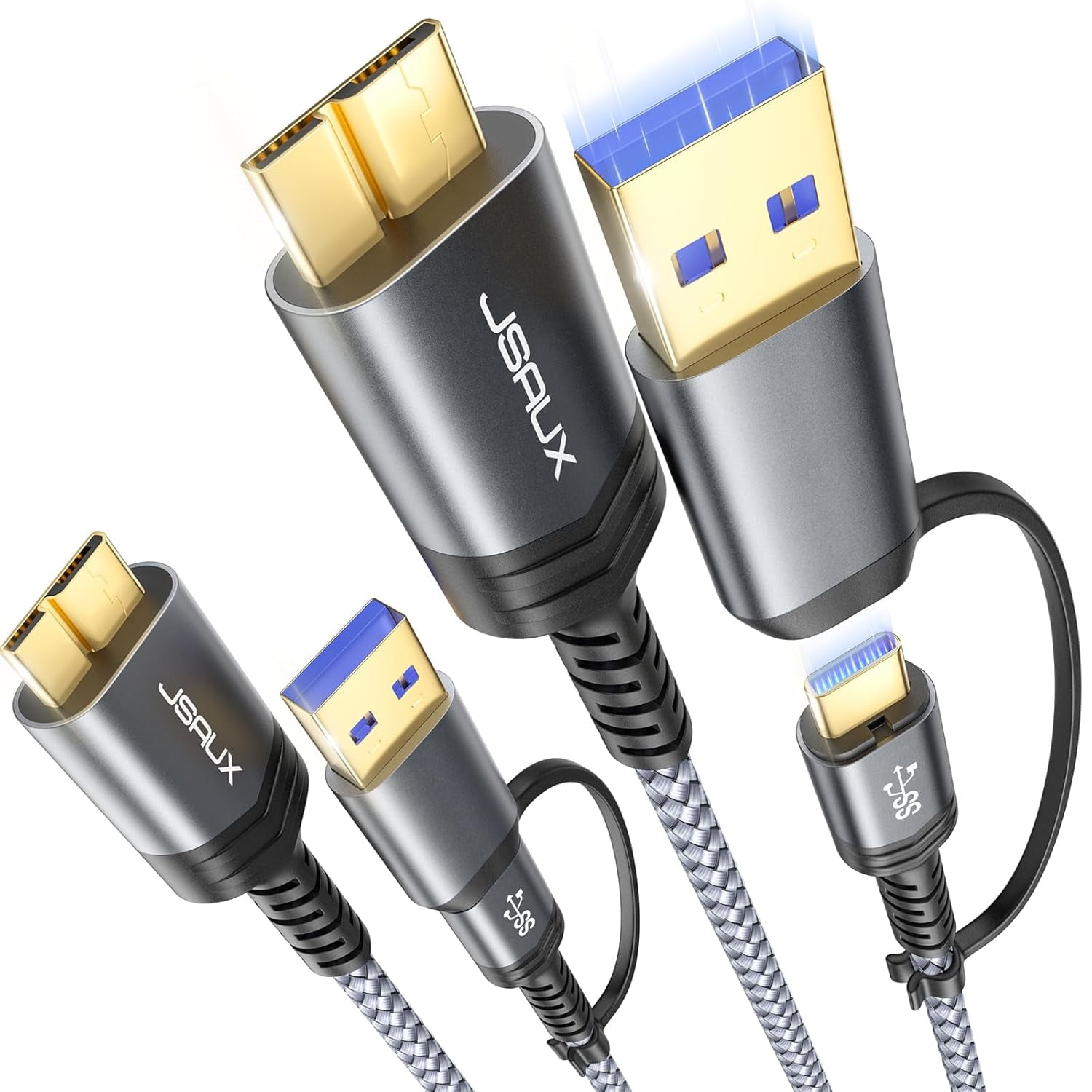 Hard Drive Cable 20Gbps [2 Pack, 1.6FT], Micro B to USB C/A Cord ...