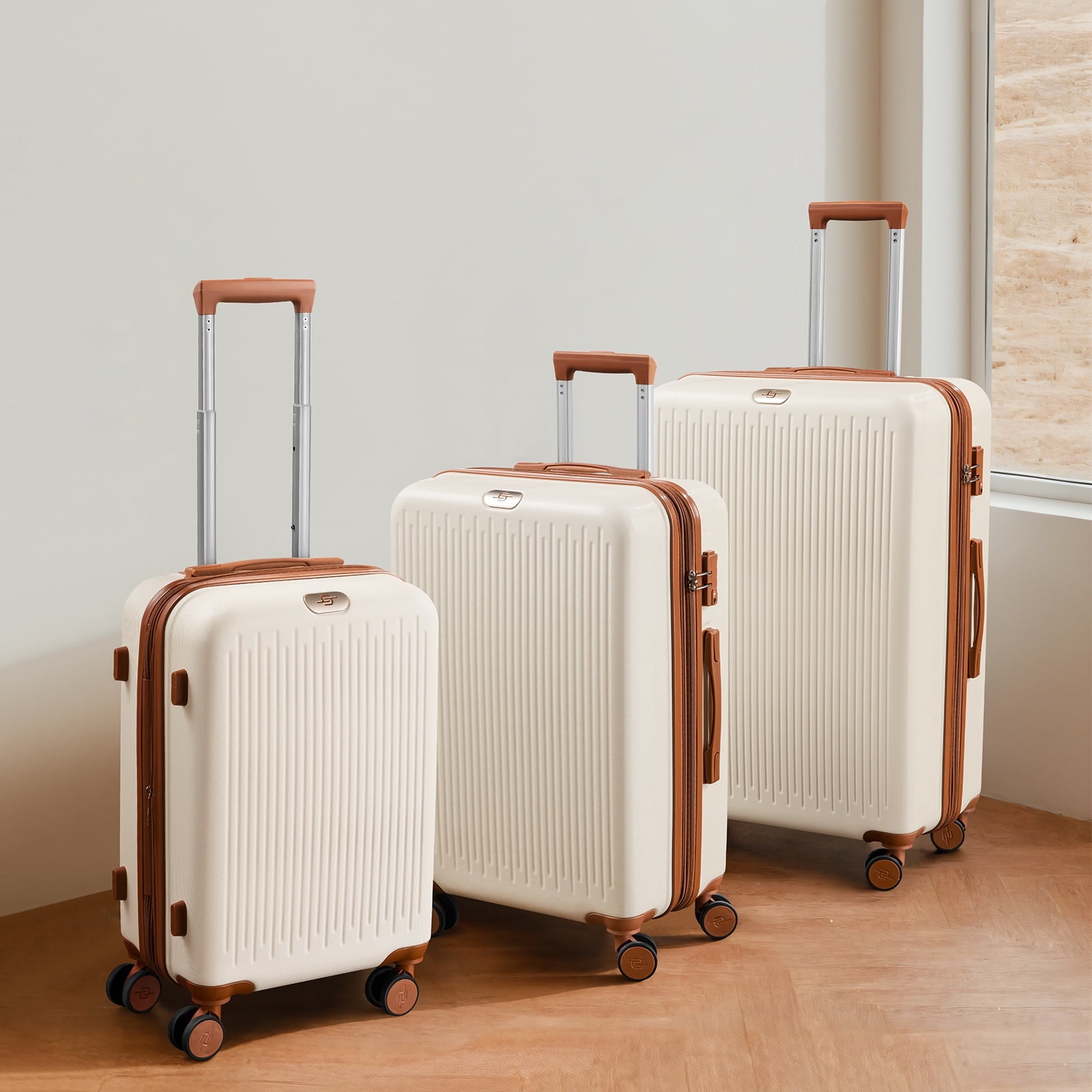 3-Piece Hard Shell Expandable Luggage Sets with Top Carry, Double ...