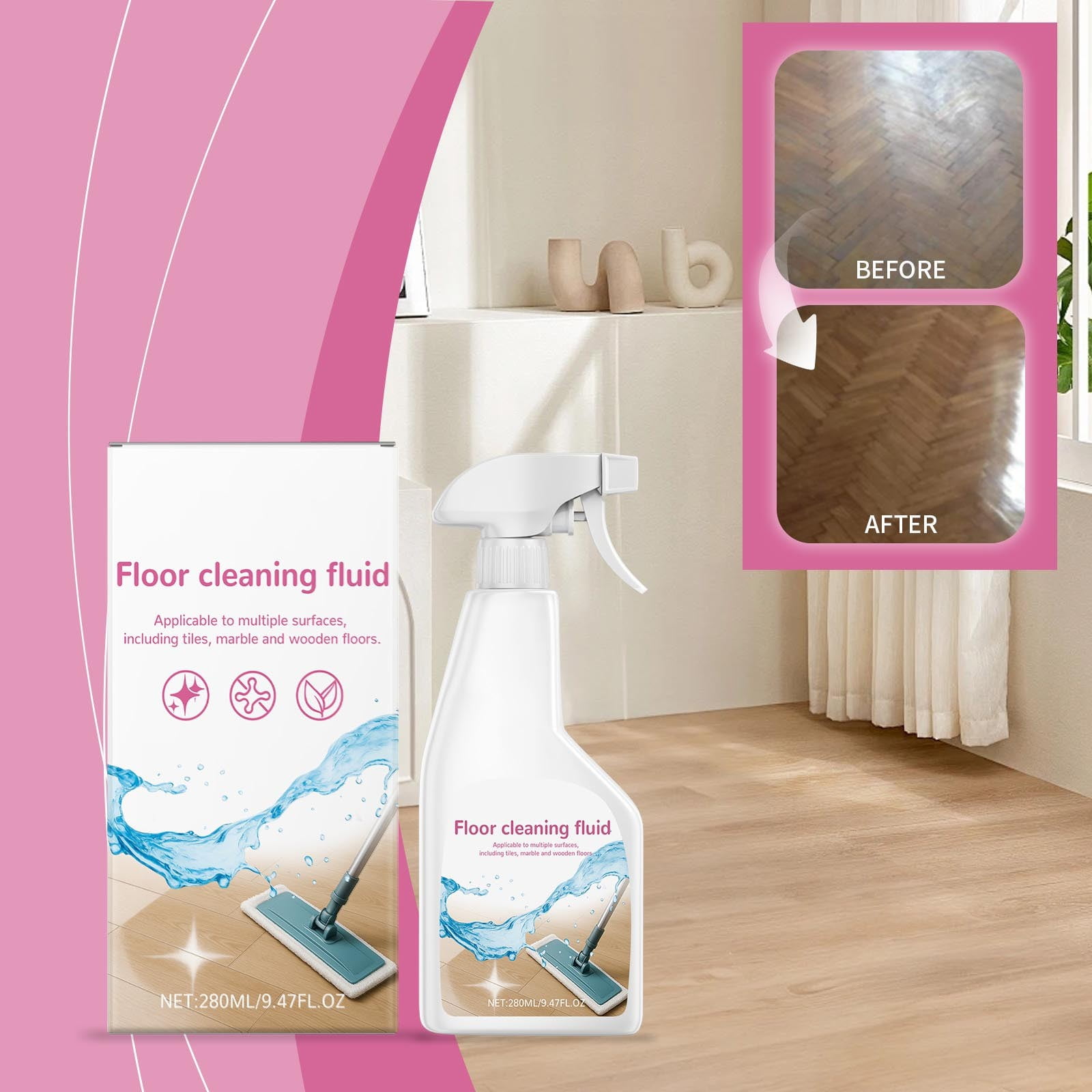Hard Floor Cleaner, Tile/Wood Floor High-Efficiency Decontamination/Oil ...