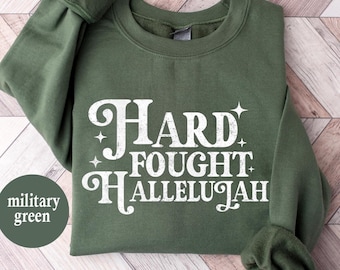 Hard Fought Hallelujah, Retro Christian Gifts, Bible Verse Her Shirt ...