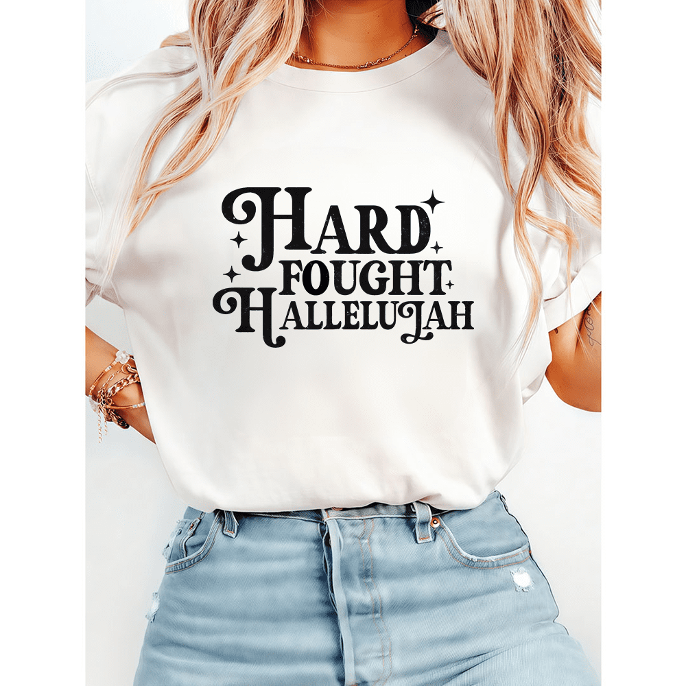 Hard Fought Victory Hallelujah Christian Graphic Tees Overcomer Faith ...