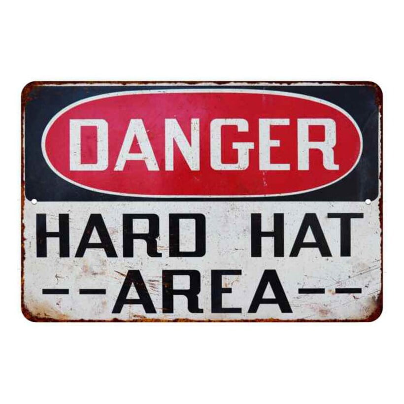 Hard Hat Area Sign, Vintage Looking Reproduction Construciton Site Sign ...