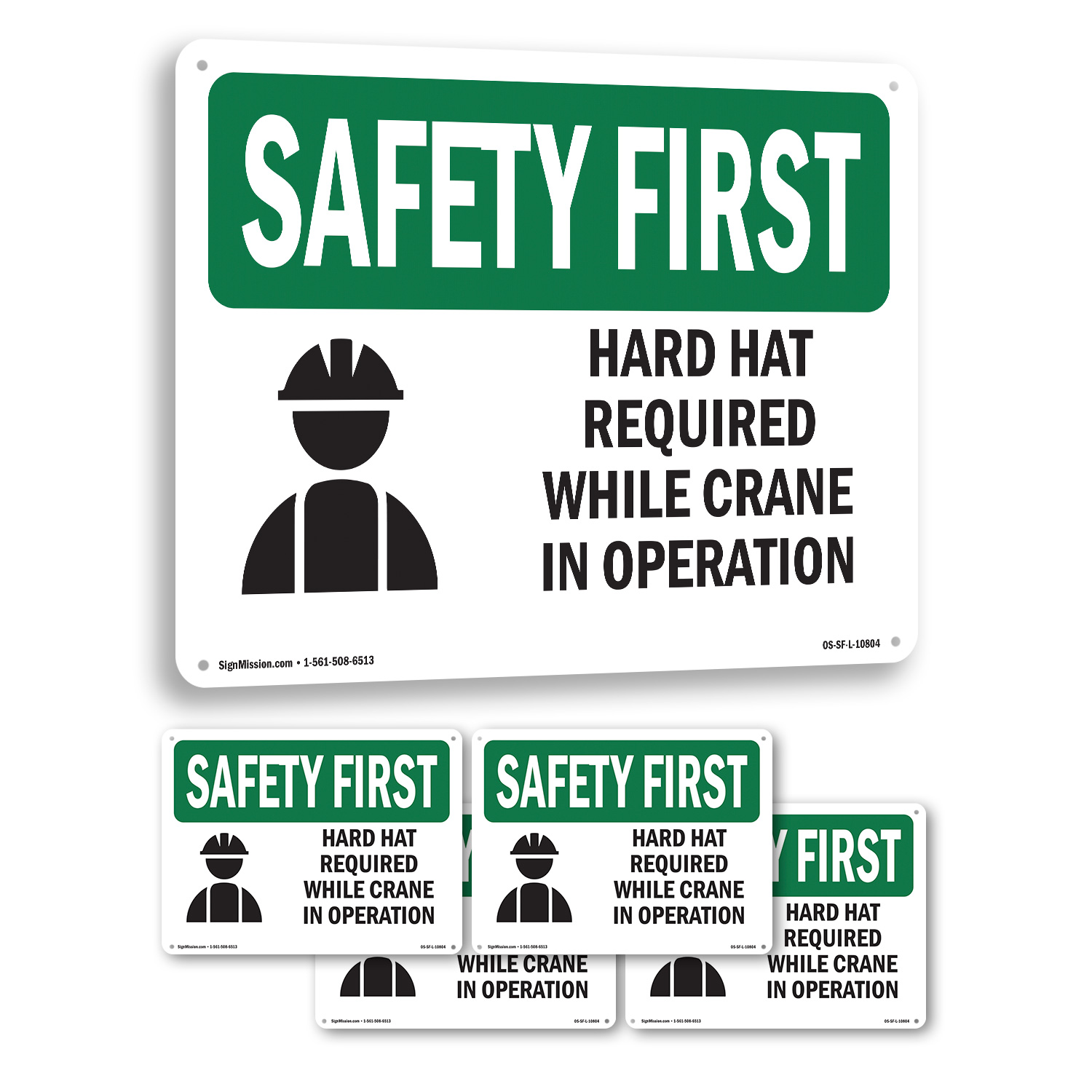 Hard Hat Required Crane Operation OSHA SAFETY FIRST Aluminum Sign 10 ...