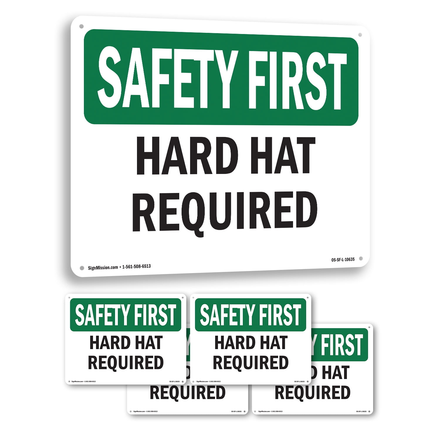 Hard Hat Required OSHA SAFETY FIRST Aluminum Sign 24 Inch x 18 Inch - 5 ...