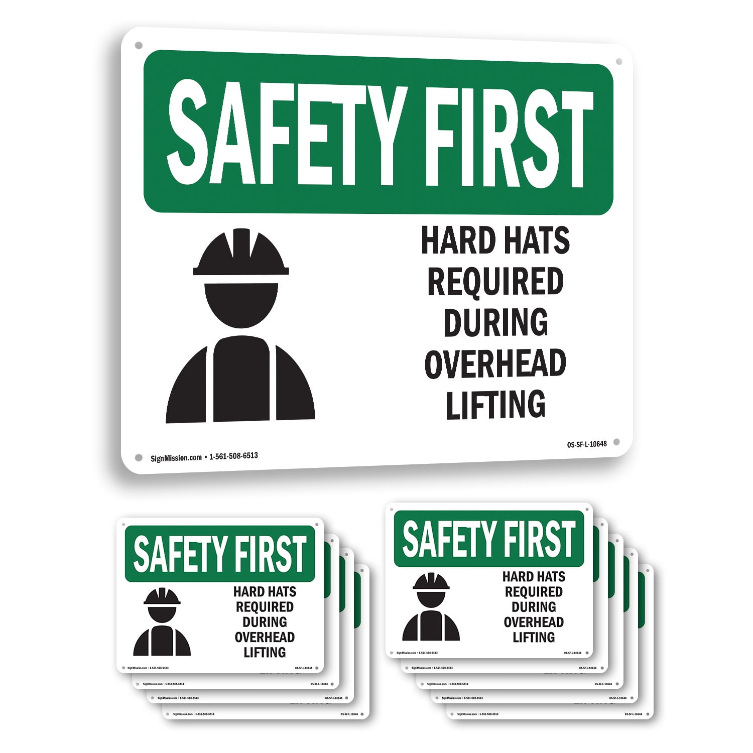 Hard Hats Required During Overhead With Symbol OSHA SAFETY FIRST ...