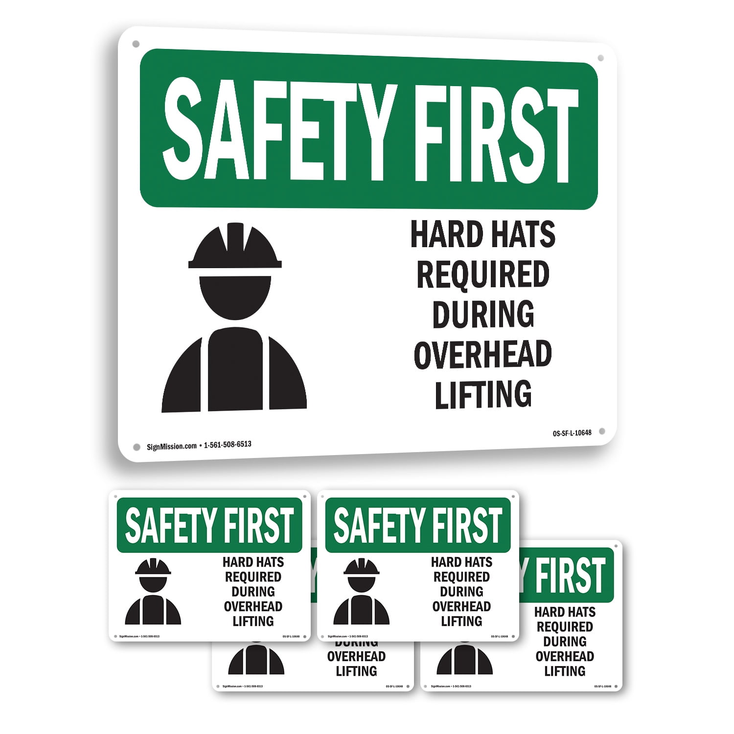 Hard Hats Required During Overhead With Symbol OSHA SAFETY FIRST ...