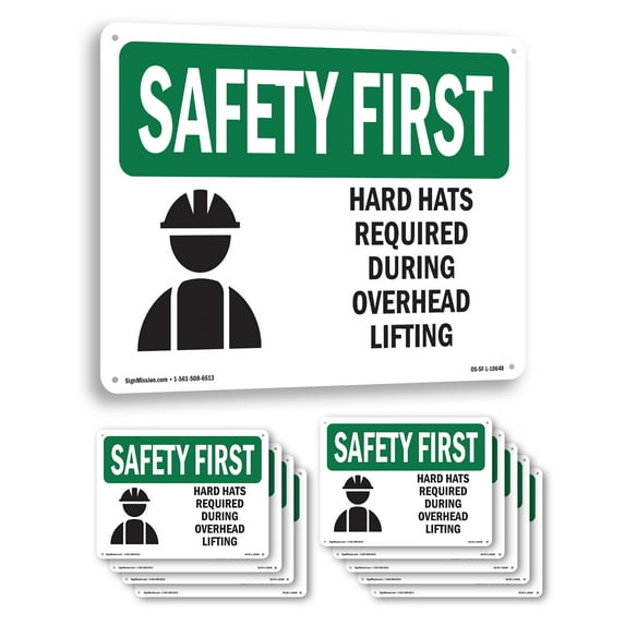 Hard Hats Required During Overhead With Symbol OSHA SAFETY FIRST ...