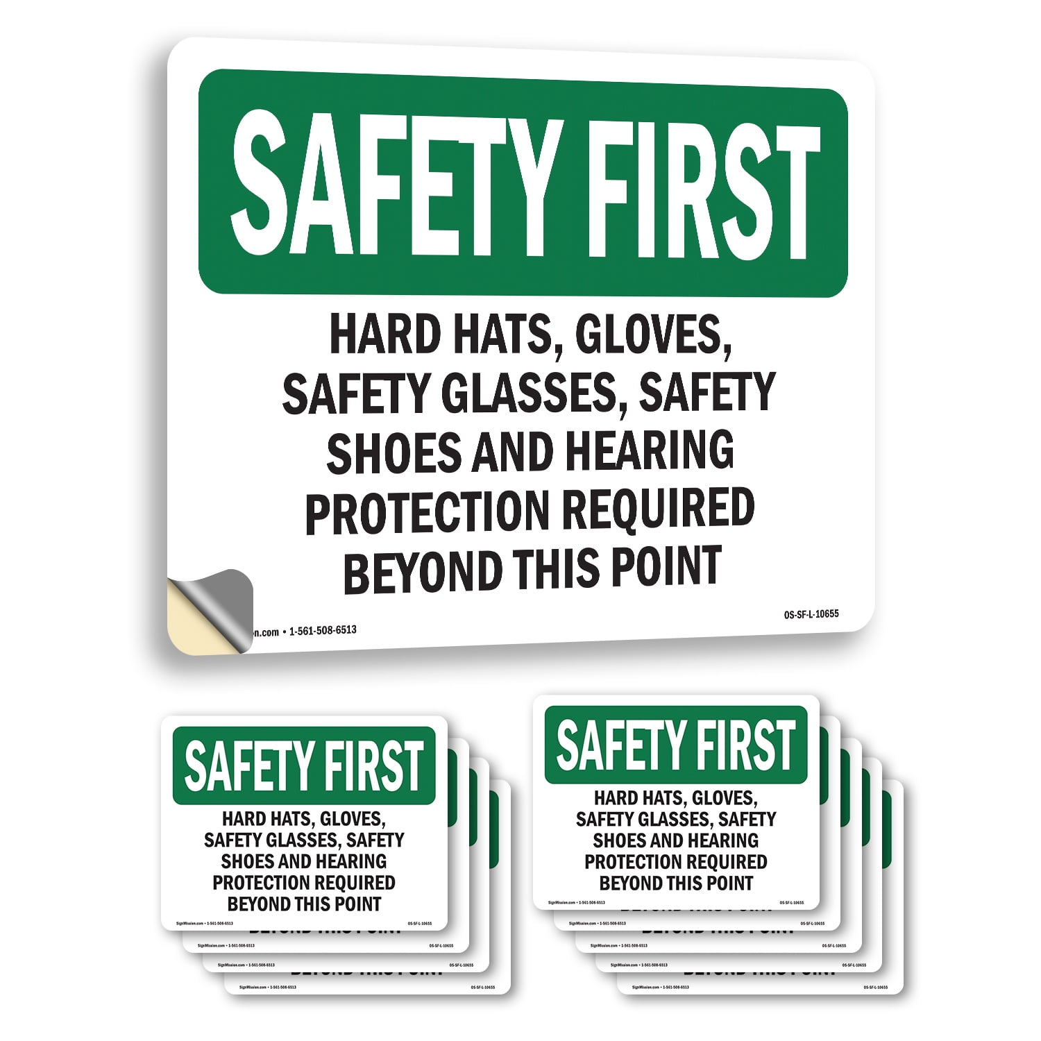 Hard Hats Safety Glasses Steel Toe Boots OSHA SAFETY FIRST Vinyl Decal ...