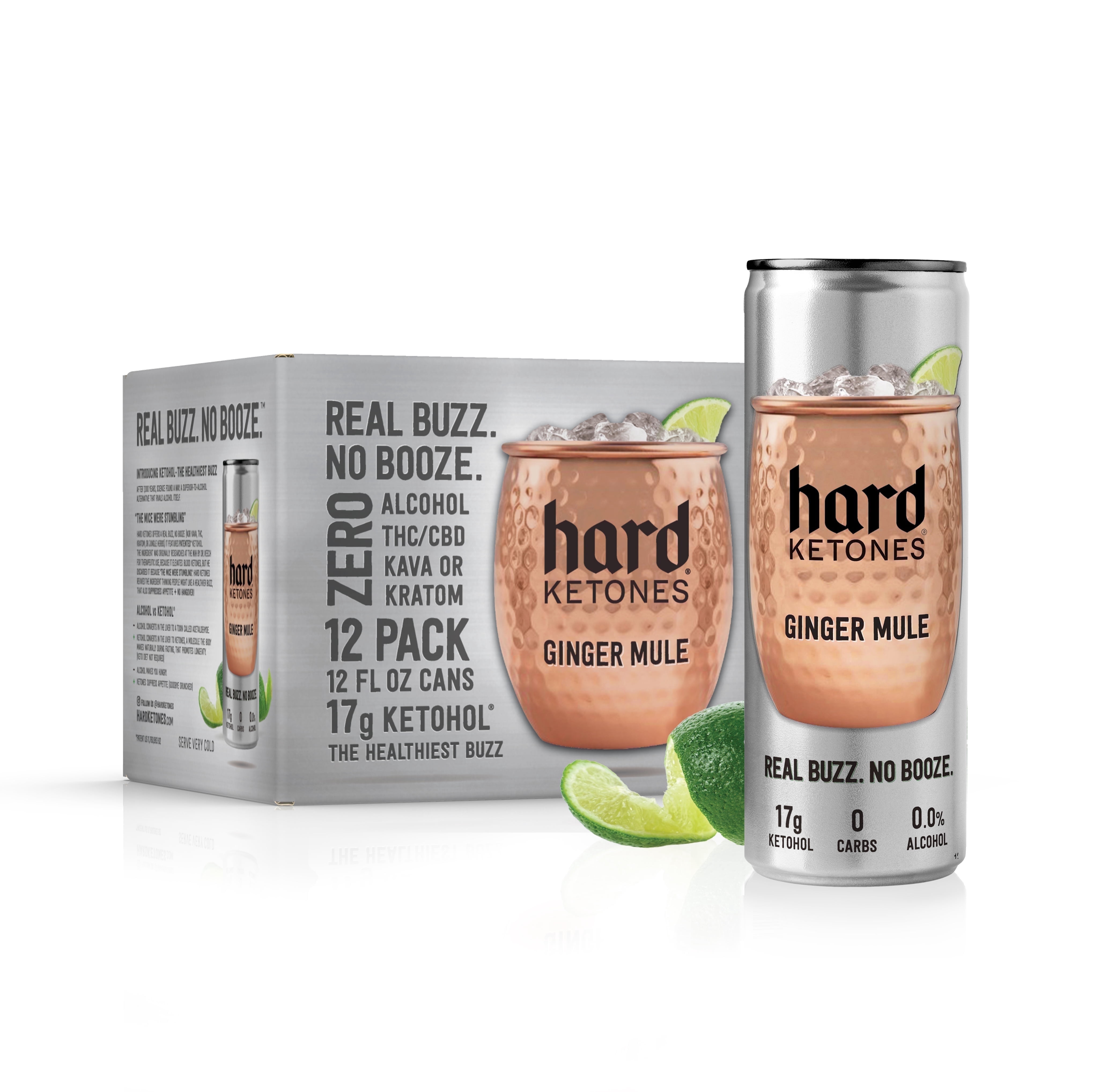 Hard Ketones Ginger Mule with 17g Ketohol– Alcohol-Free Buzz Drink– 12 ...