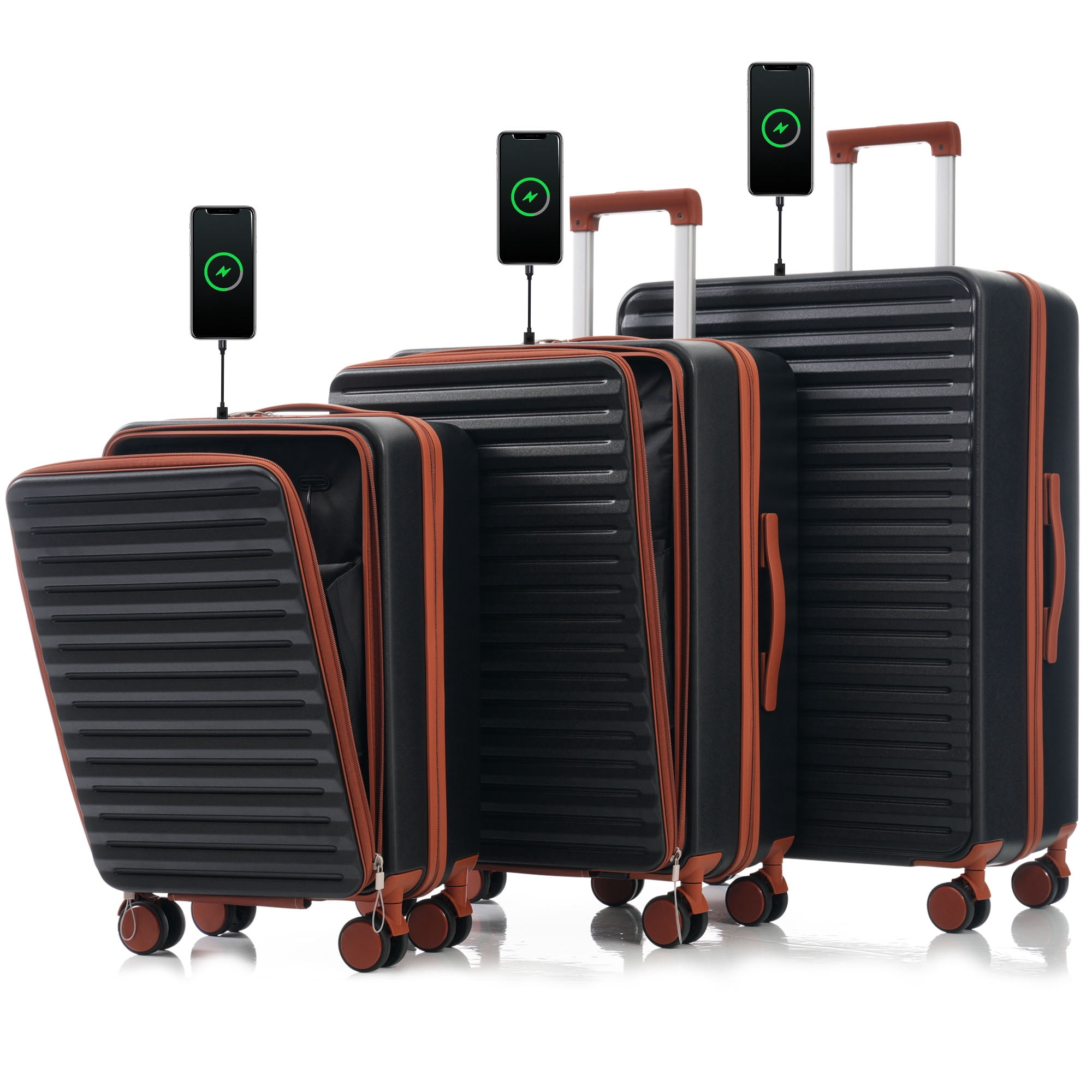 Hard Luggage Case Luggage 3 Piece Sets,20/24/28", 20 "24" with front ...