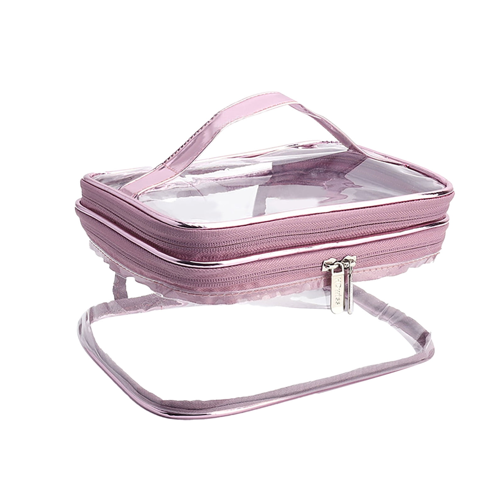 Hard Makeup Cases Clear Double Makeup Bag Zipper Waterproof Portable ...