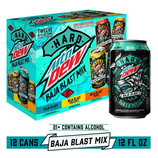 Hard Mountain Dew Baja Mix Variety, Malt Beverage, 12 pack, 12 fl oz ...
