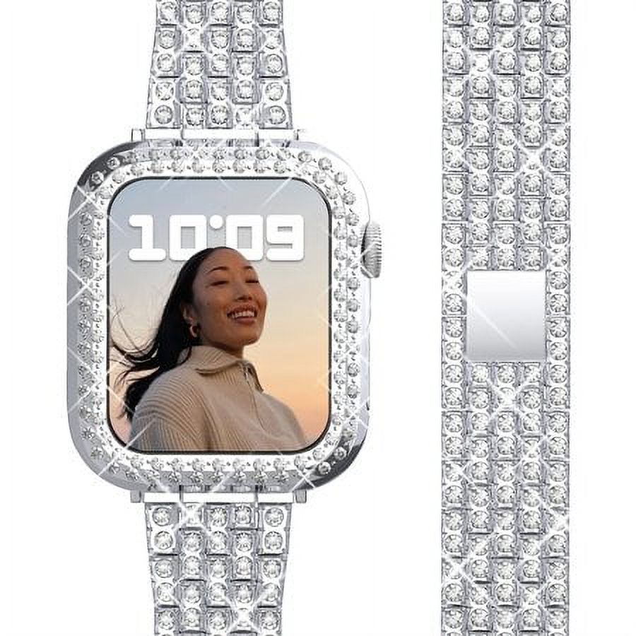 Hard PC Bling Watch Case + Bling Diamond Jewelry Watch Band Compatible ...