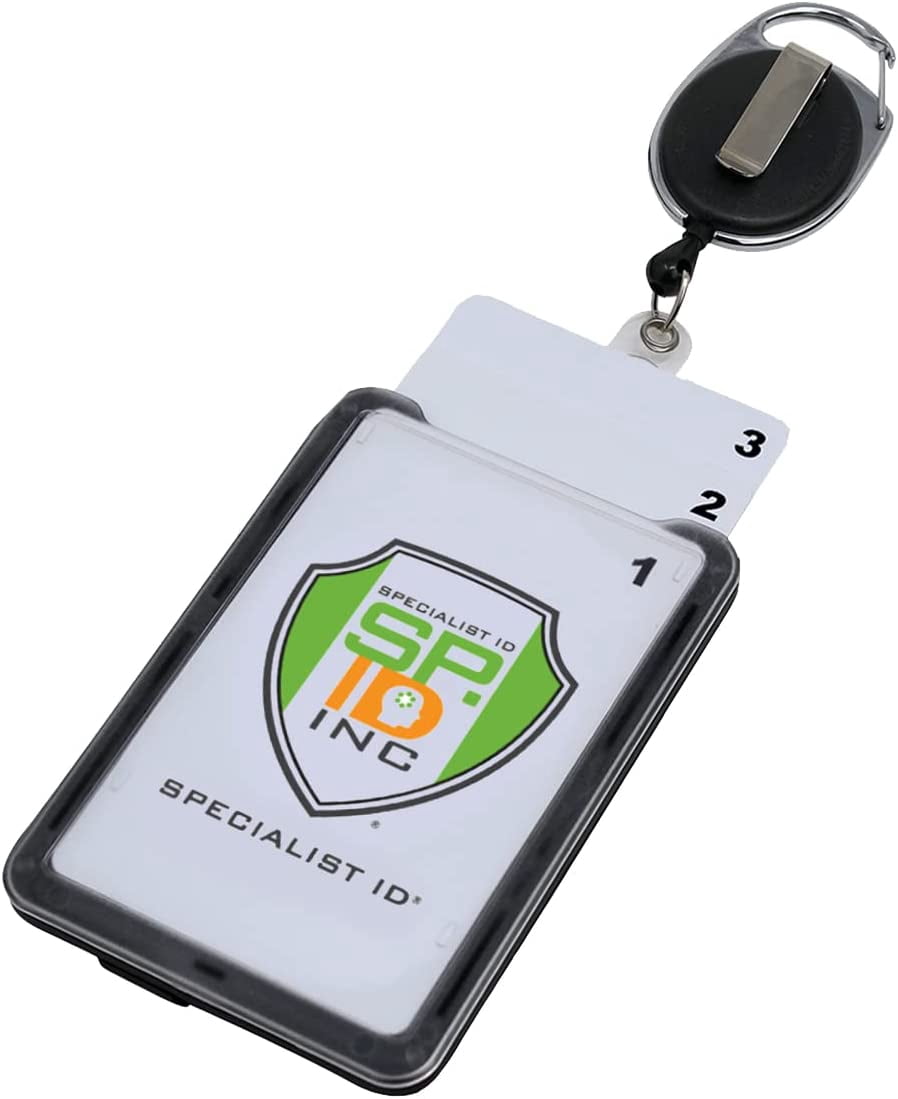 Hard Plastic 3 Card Badge Holder with Retractable Reel - Retracting ID ...