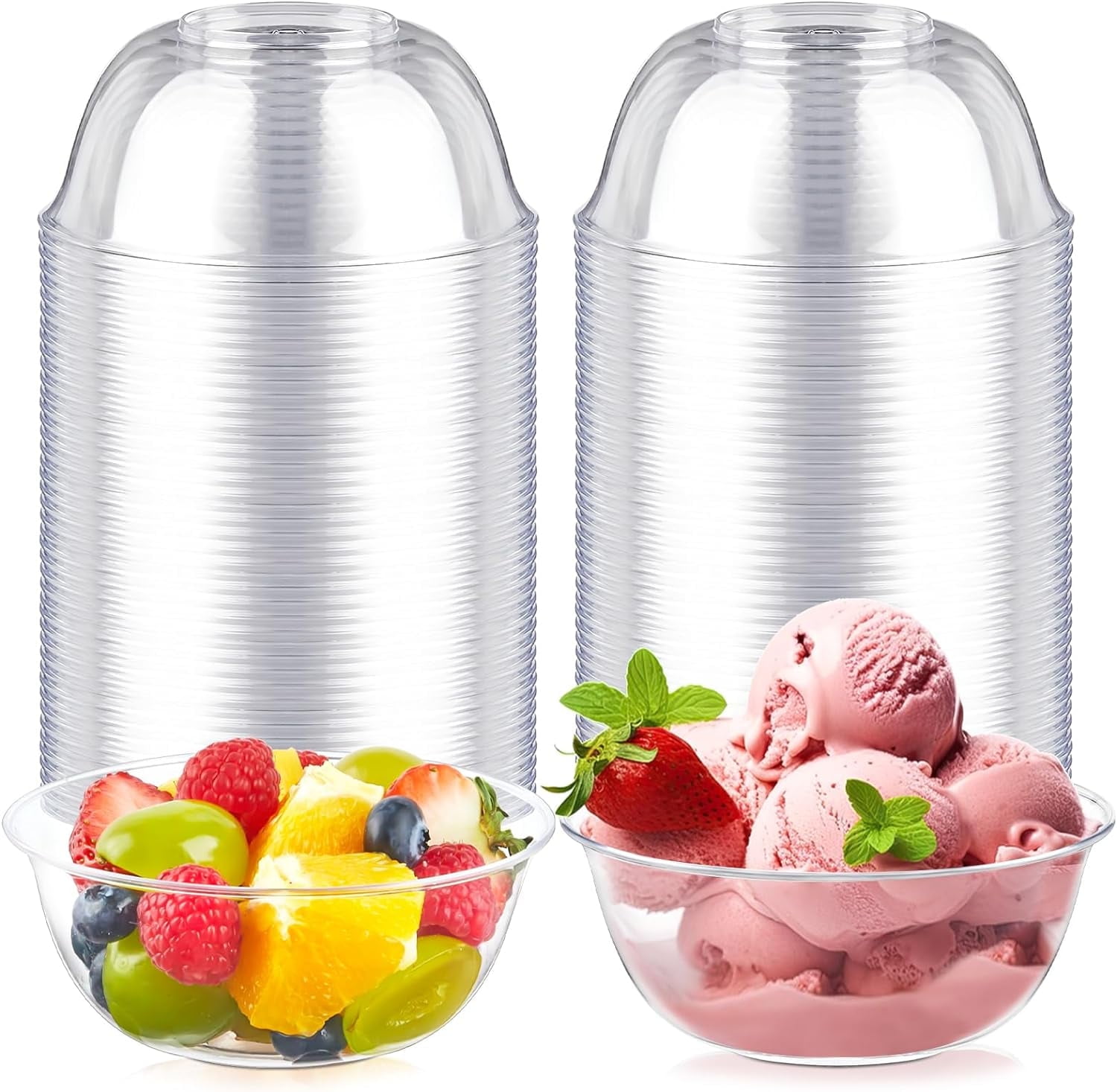 Hard Plastic Bowls, 50 Pack Disposable Clear Plastic Dessert Bowls ...