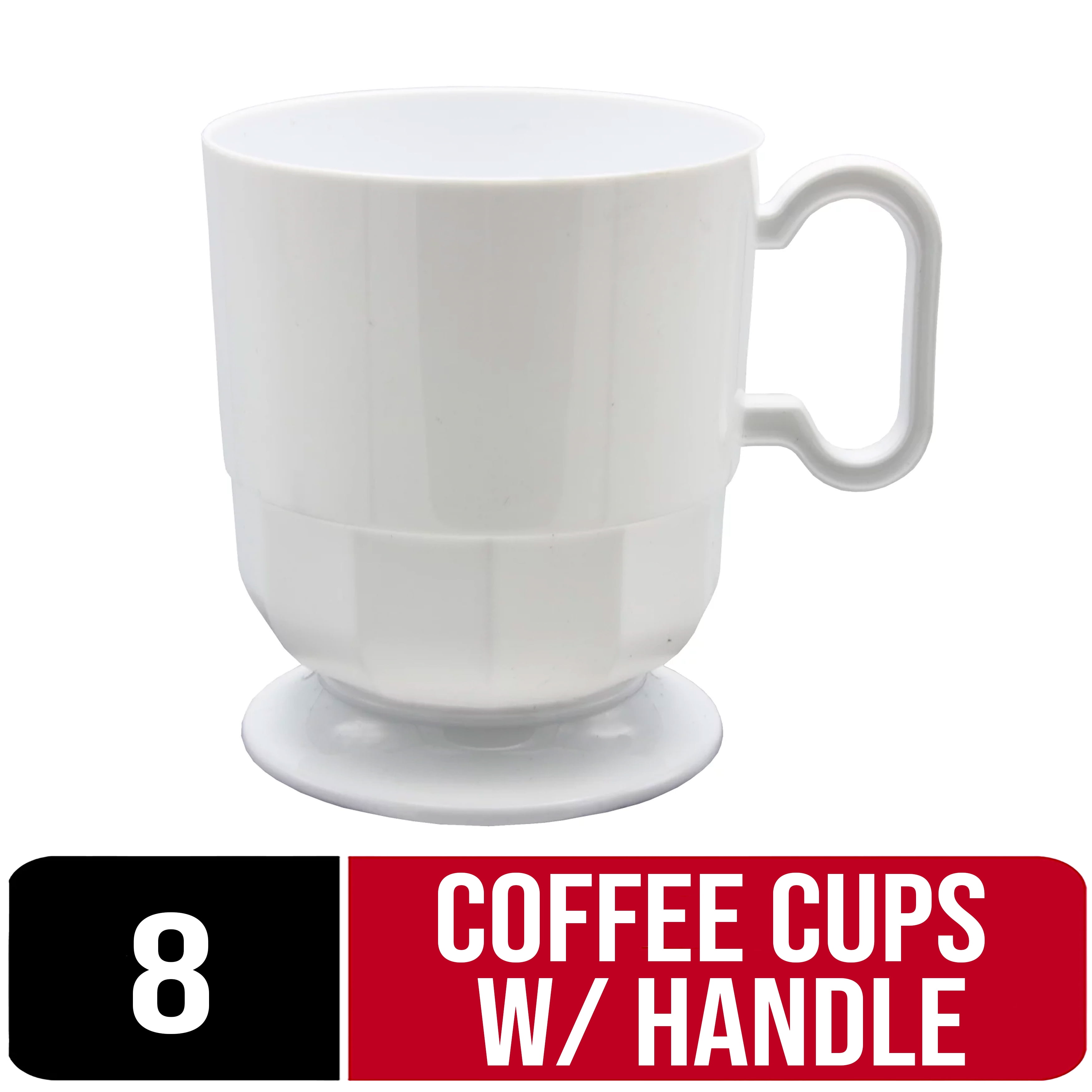 Hard Plastic Coffee Cup Disposable Coffee Mug with Handle - 8 - Count ...