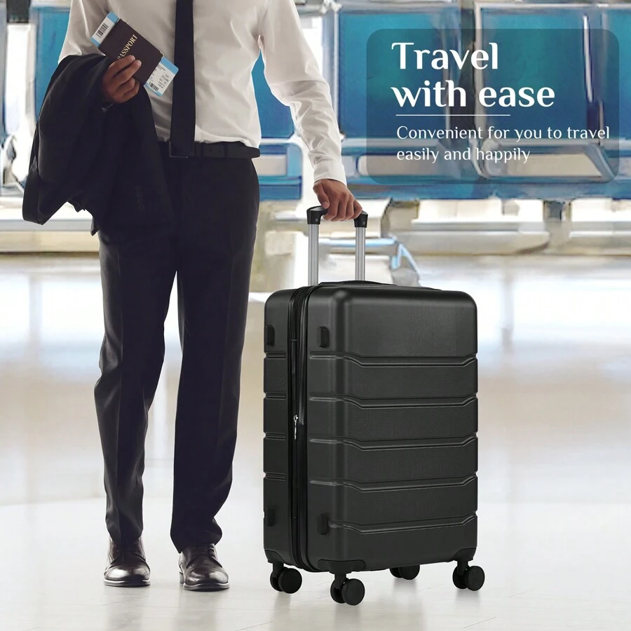 Hard Shell ABS Suitcase With Double Spinner Wheels, Lightweight ...