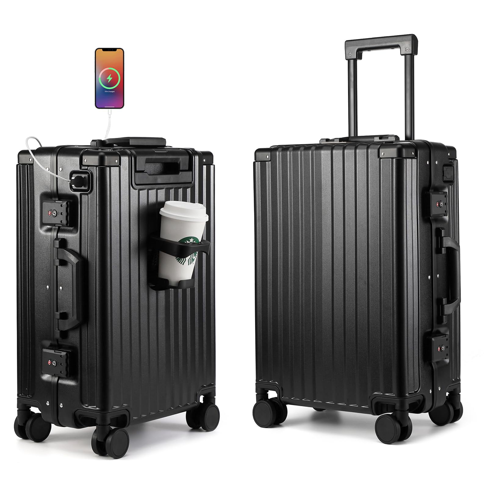 Hard Shell Carry On Luggage 22x14x9 Airline Approved,20 Inch Aluminum ...