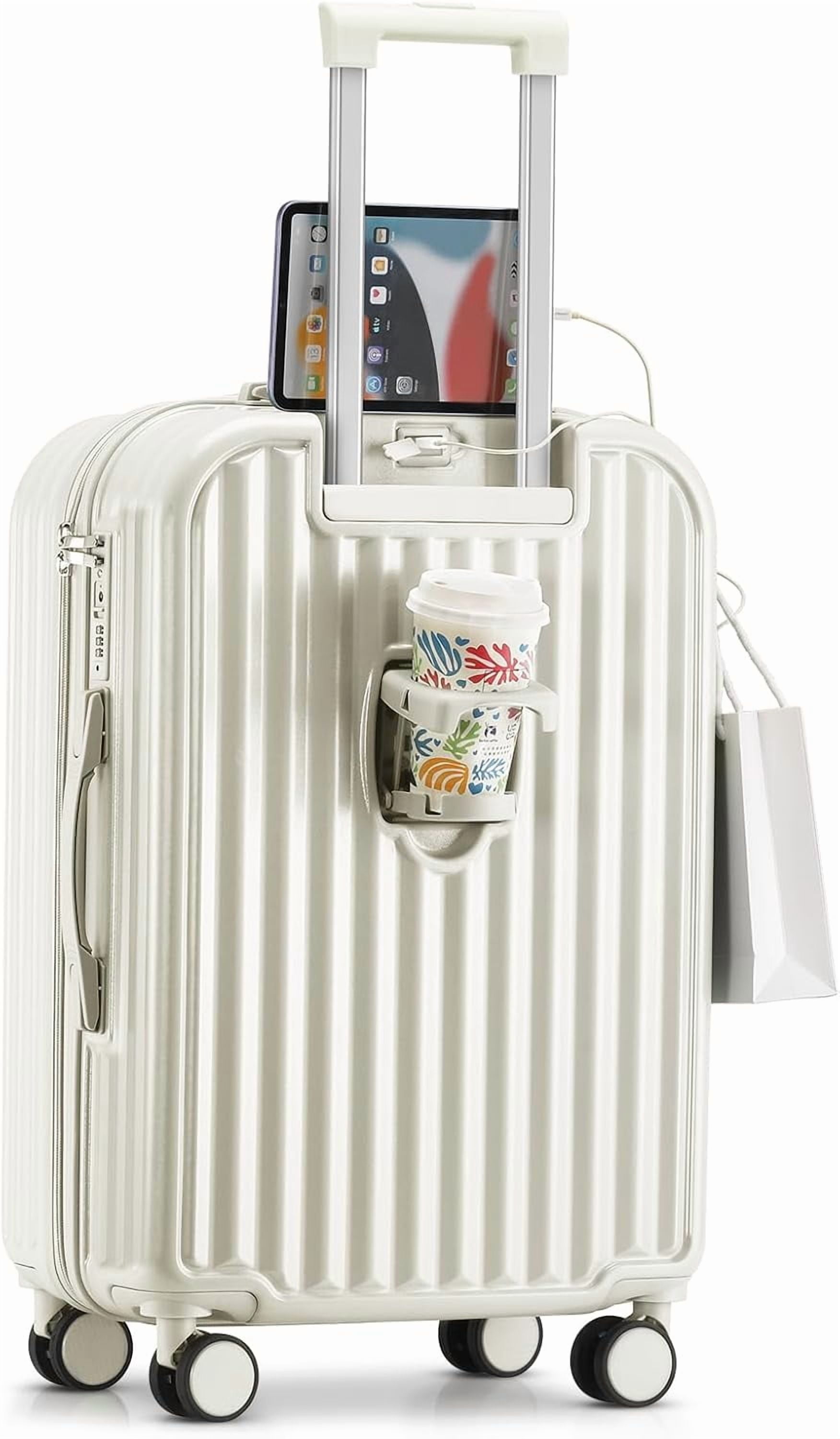 Hard Shell Carry On Luggage With Cup Holder & Charger, 20IN Carry On ...