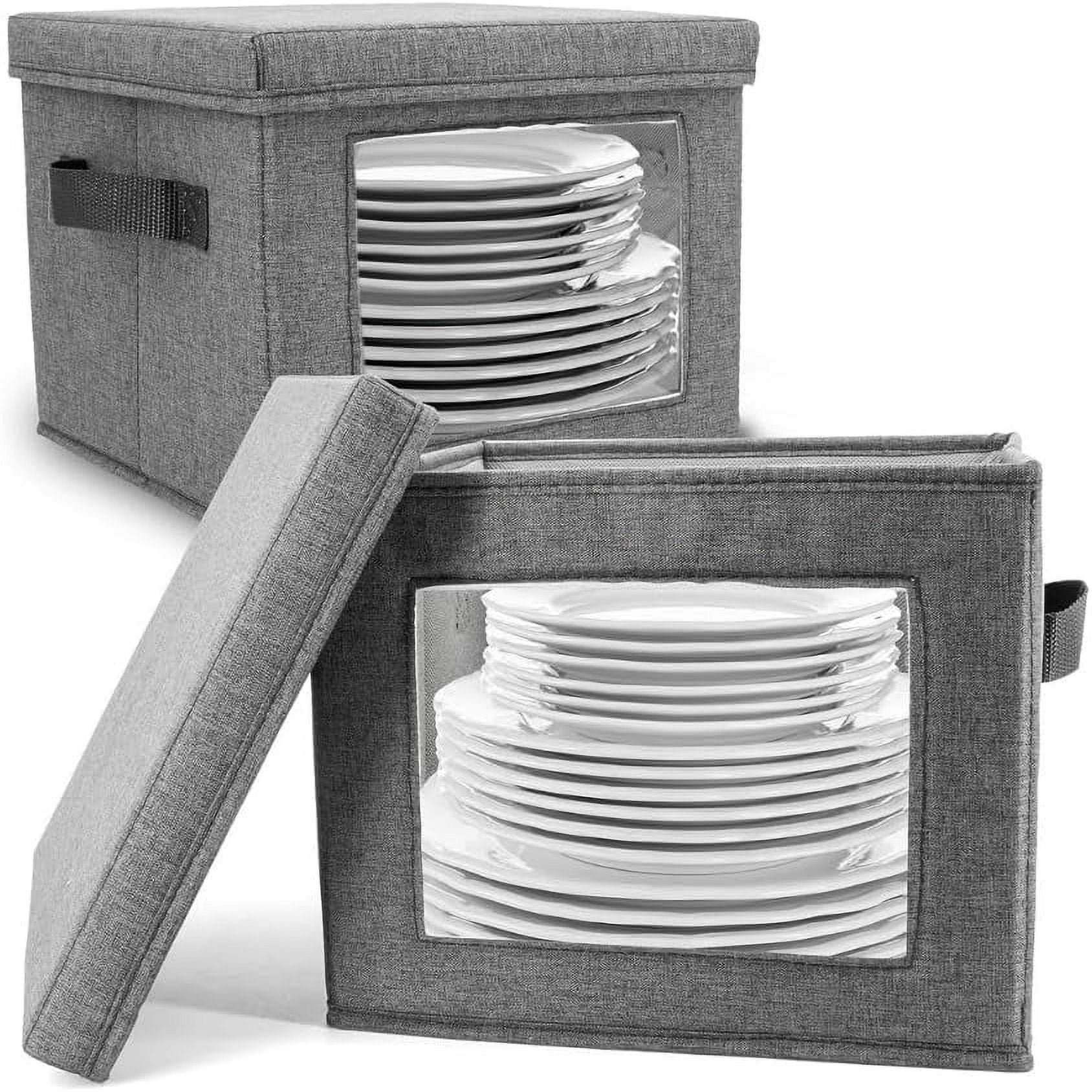 Hard Shell China Storage Containers for Dishes, 2pcs 12"x8" Plate ...