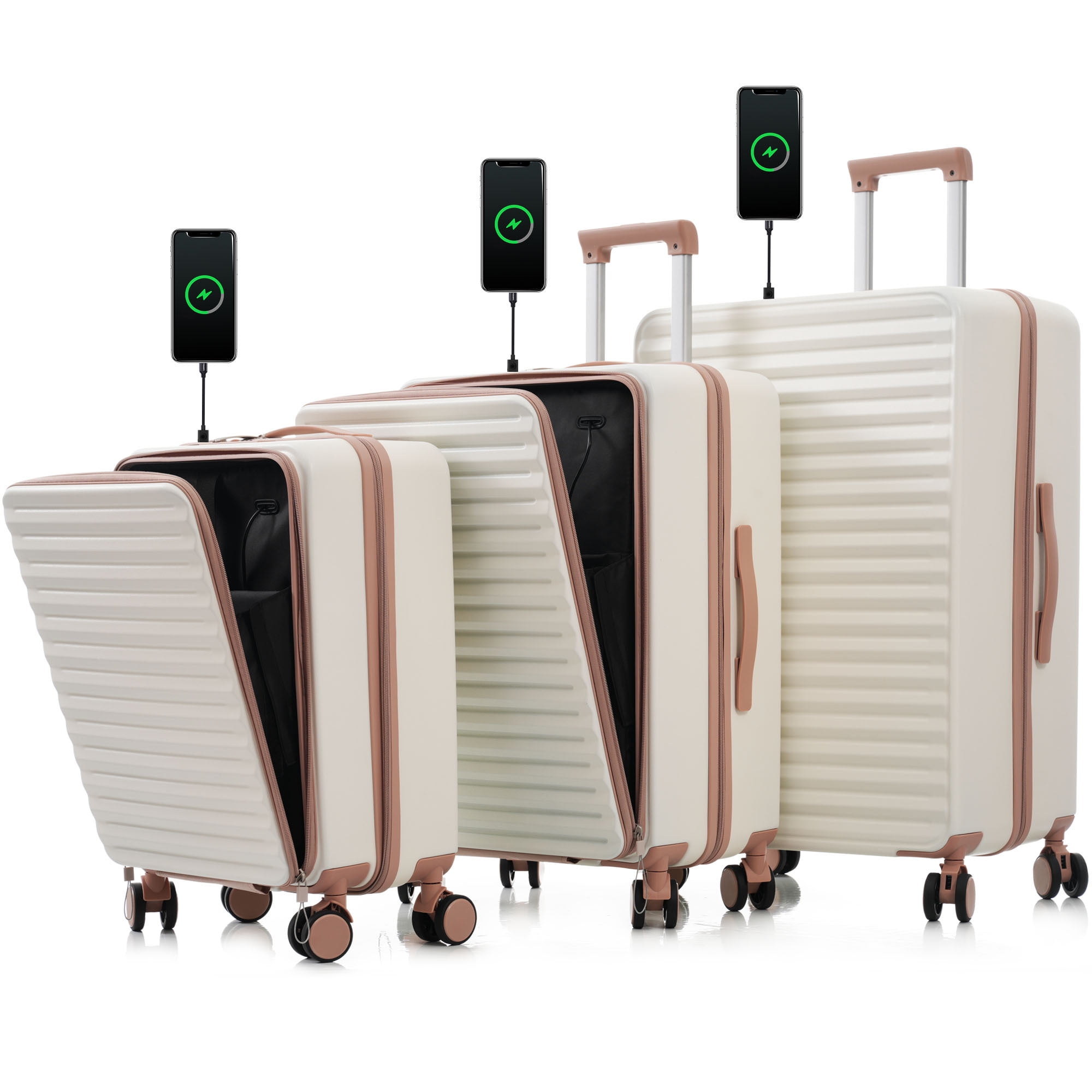 Hard Shell Luggage Carry on Luggage Set with USB Carry on Luggage ...