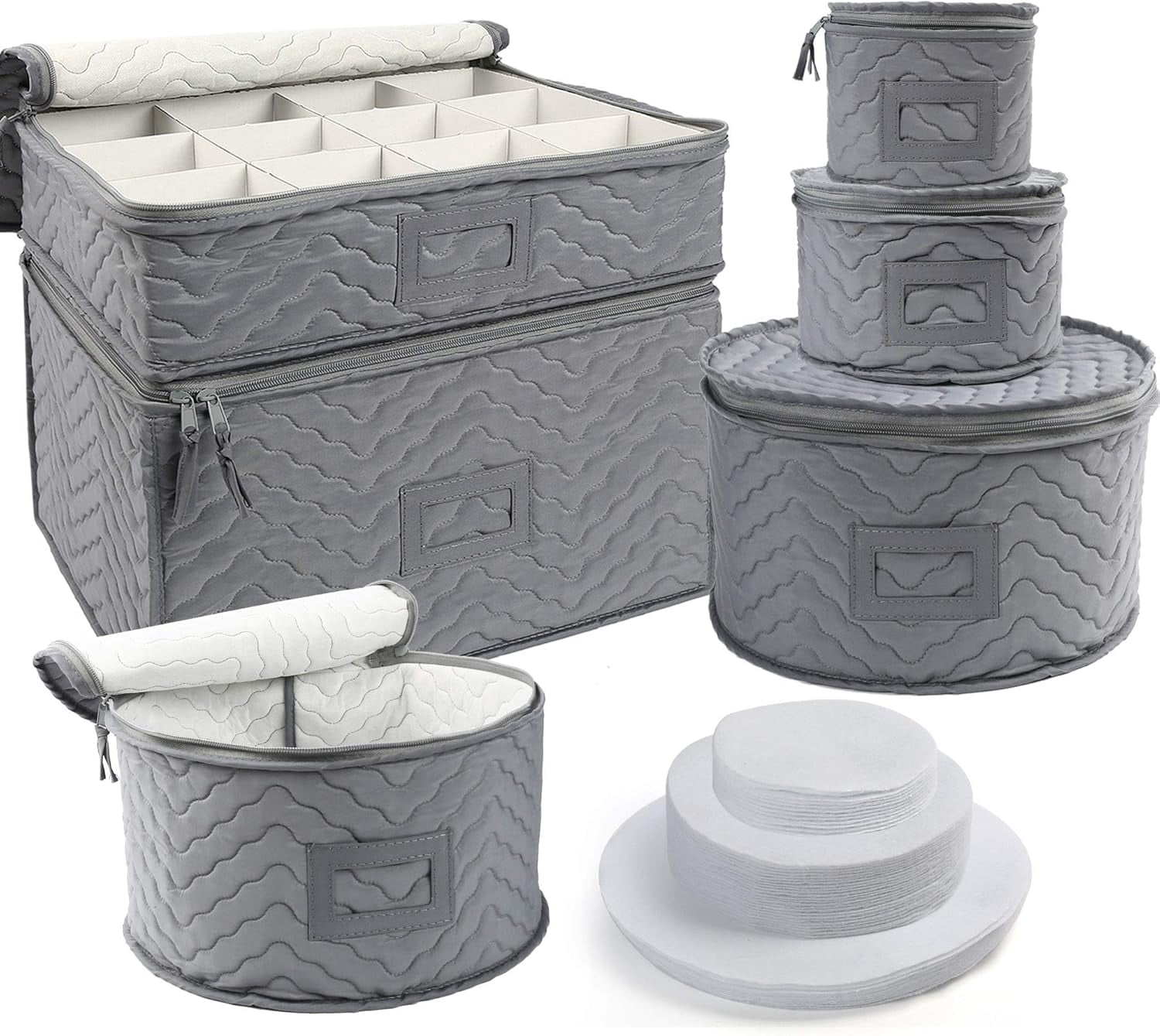 Hard Shell Platter Storage Case Moving Container w/5 Felt Dividers ...