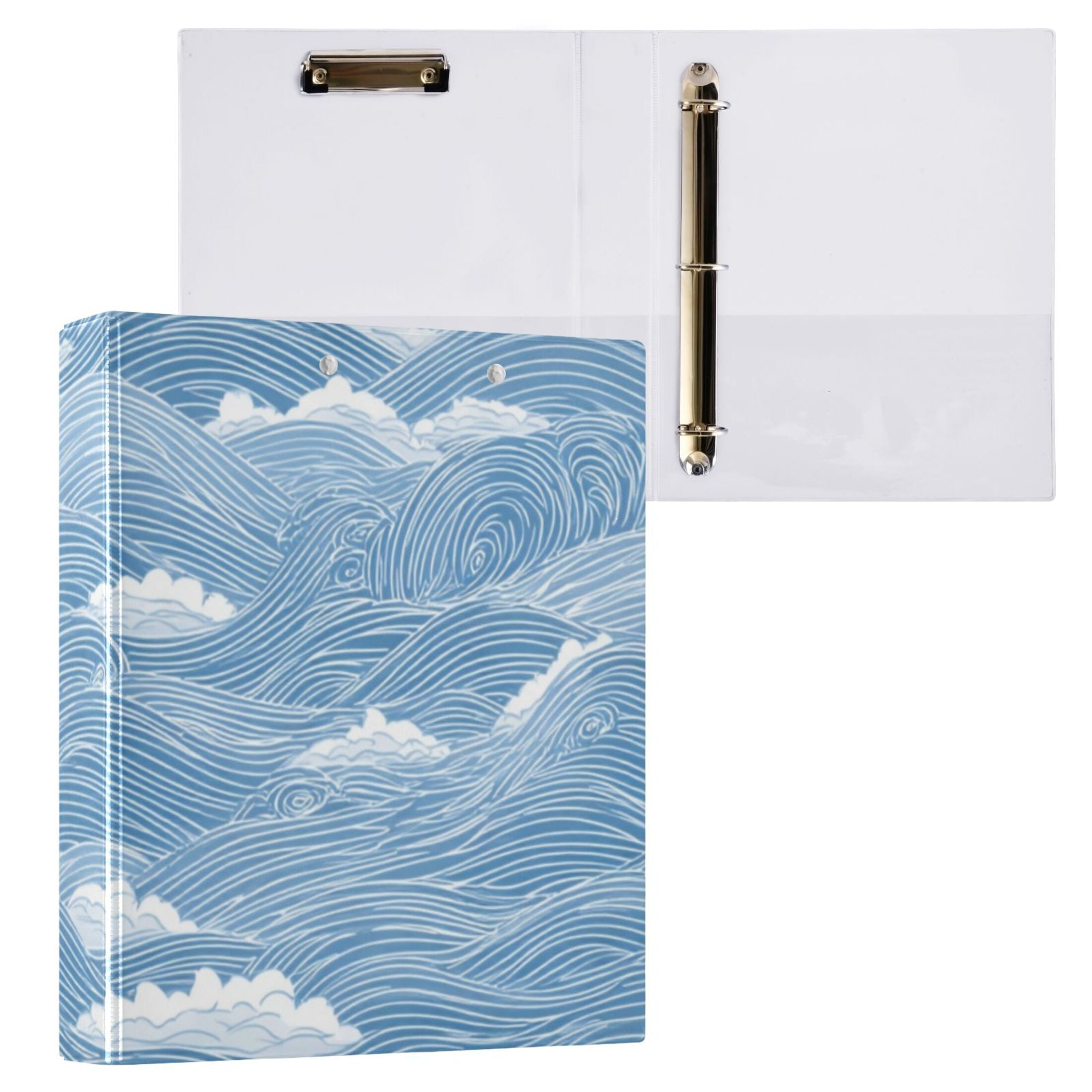 Hard Shell Ring Binder With Clip Holds 200 Sheets Office Home Organization Waves - Walmart.com