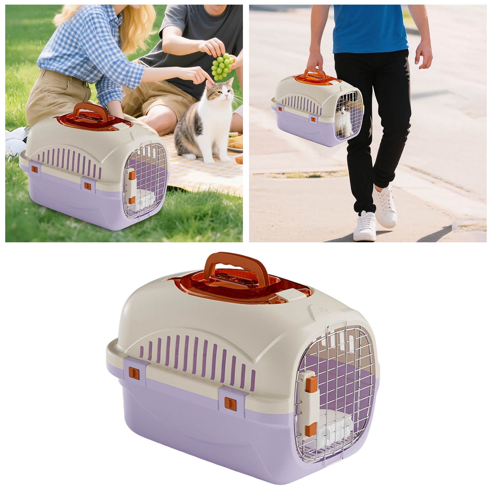Hard-Sided Dog & Cat Carrier - 2-Door Top/Front Load Pet Kennel with ...