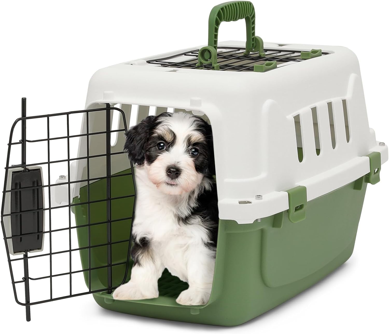 Hard-Sided Plastic Dog Carrier,Top-Loading Kennel for Small Dogs and ...
