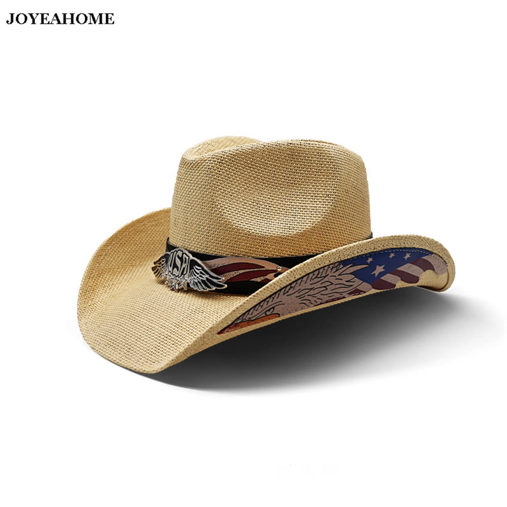 Hard Top Cowboy Hat Beach New Summer Hat Men and Women Panama Straw Hat ...