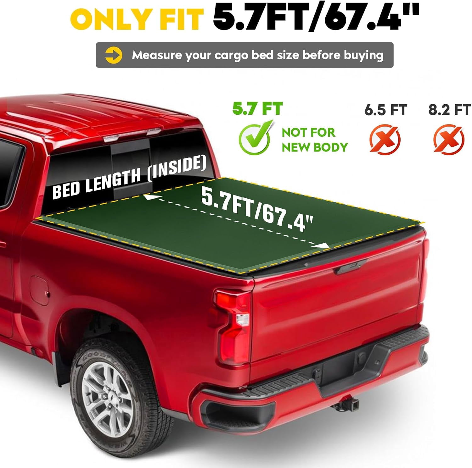 Hard Tri-Fold Truck Bed Tonneau Cover for 1500 2009-2025 | Fleetside ...