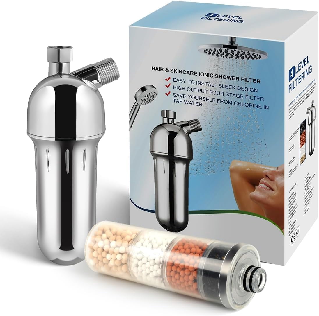 Hard Water Shower Filter Ionic Water Softener Shower Head Filter with 4 ...