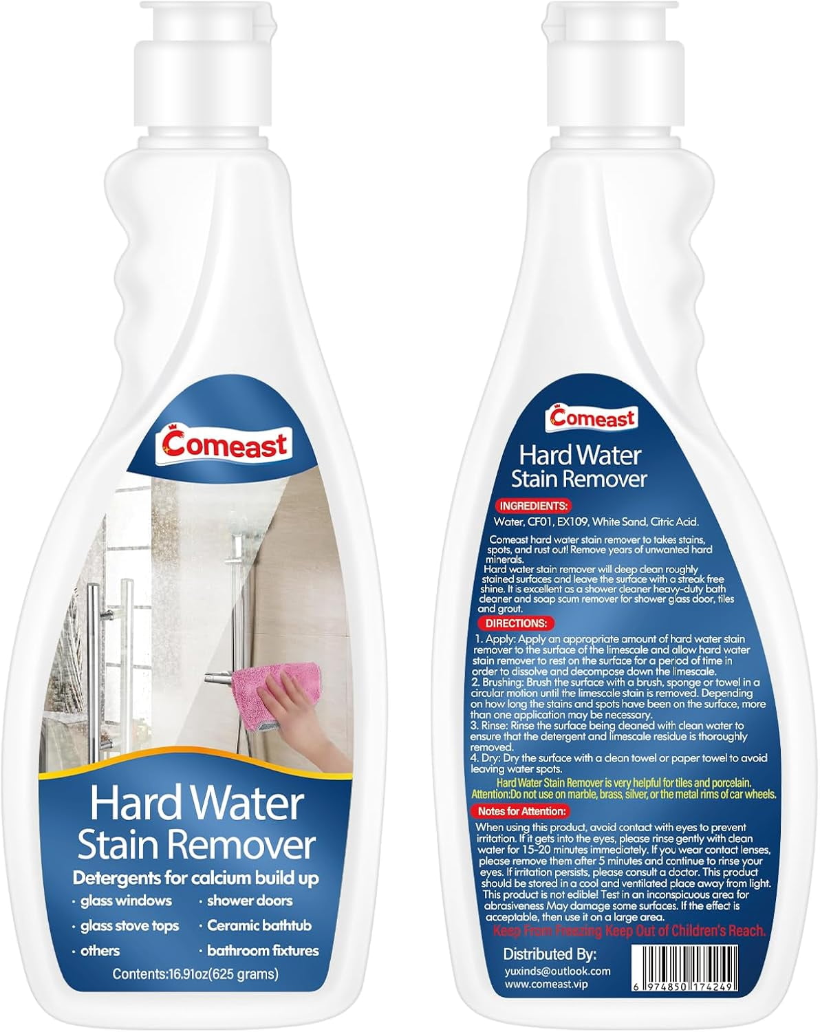 Hard Water Stain Remover, Shower Glass & Shower Door, Toilet Bowl ...
