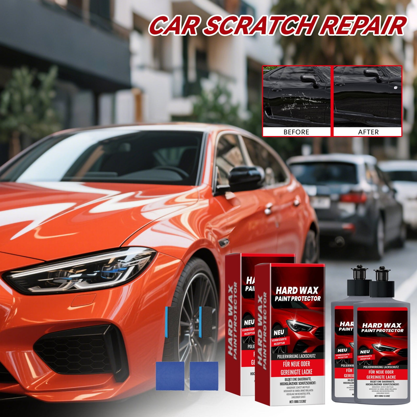 Hard Wax Paint Protectant,Car Wax Set for Micro Scratches,Retention of ...